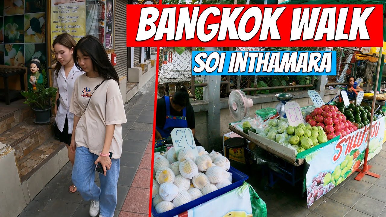 [4K] 20 MIN. Bangkok Walk, Soi Inthamara - Urban City Sounds of Thailand | Bangkok Vlog - YouTube