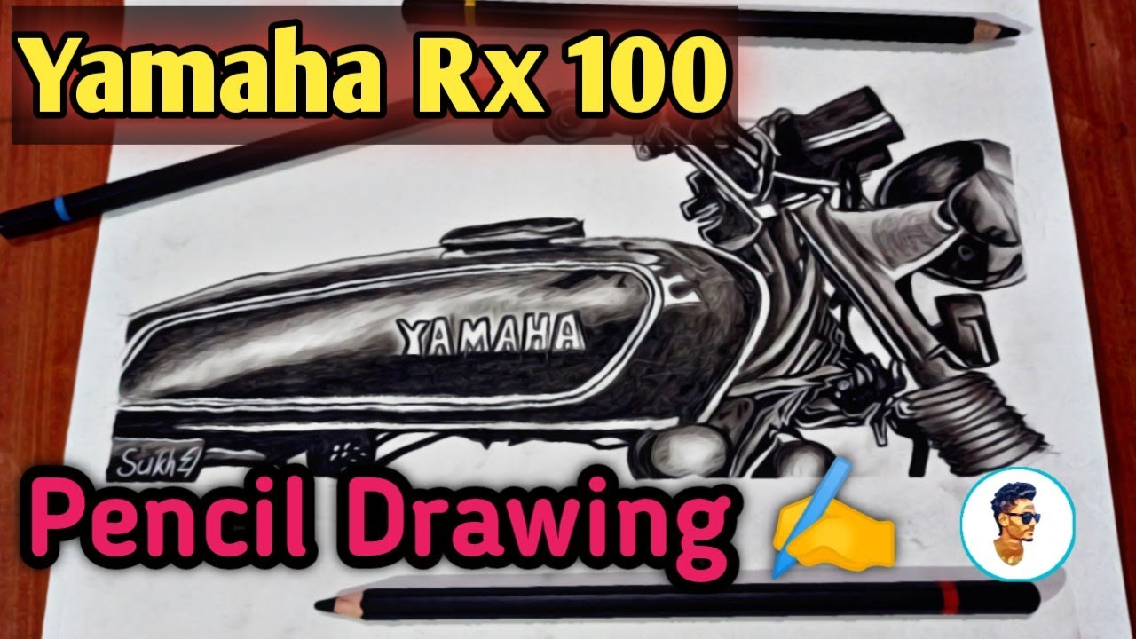Yamaha Rx 100 Pencil Drawing || By Art With Sukhe || Drawing Of Yamaha ...