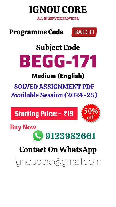 BEGG 171 Solved Assignment PDF 2024-25 in English, BAEGH program BEGG-171 Solved assignments ...