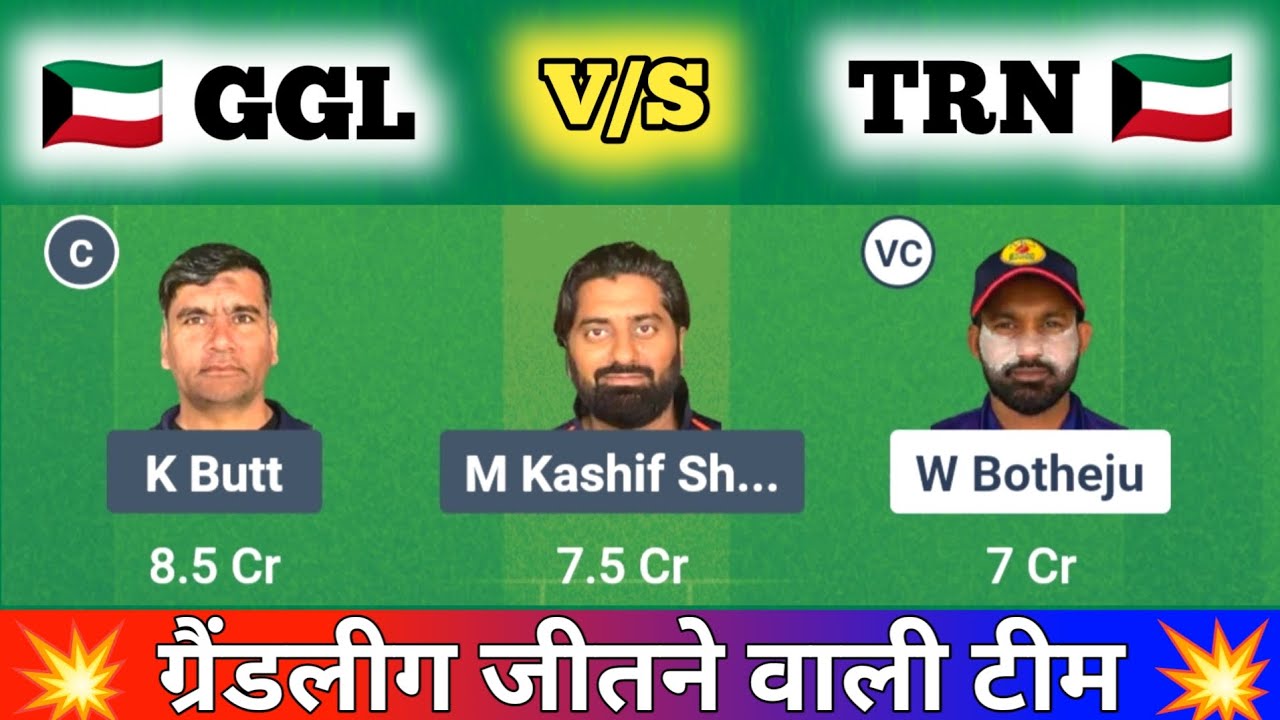 GGL vs TRN Dream11 Prediction, Going Global vs Tally Rangers T10, GGL ...