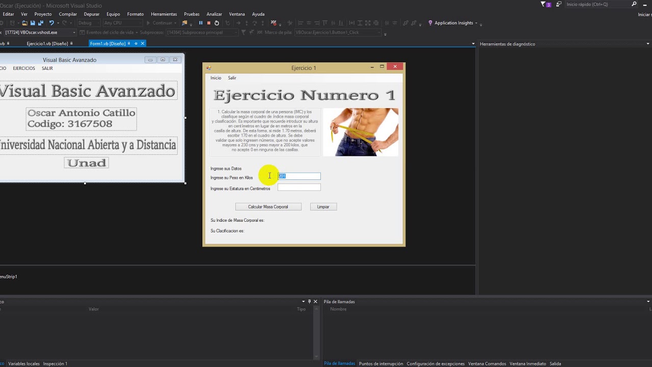 Calcular Indice de Masa Corporal Visual Basic 2017 - YouTube