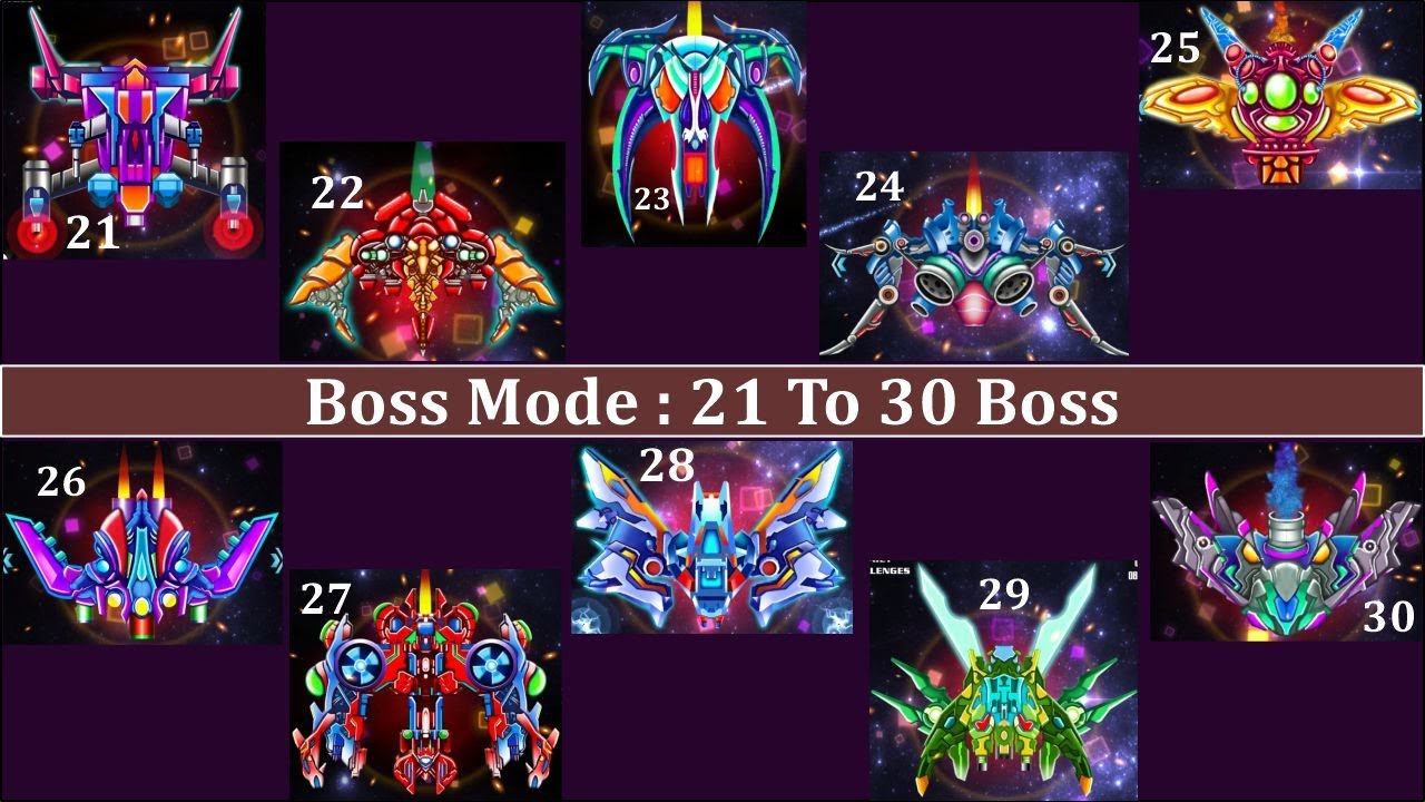 Galaxy Attack Alien Shooter | Boss Mode Level 21 To 30 | All Bosses ...