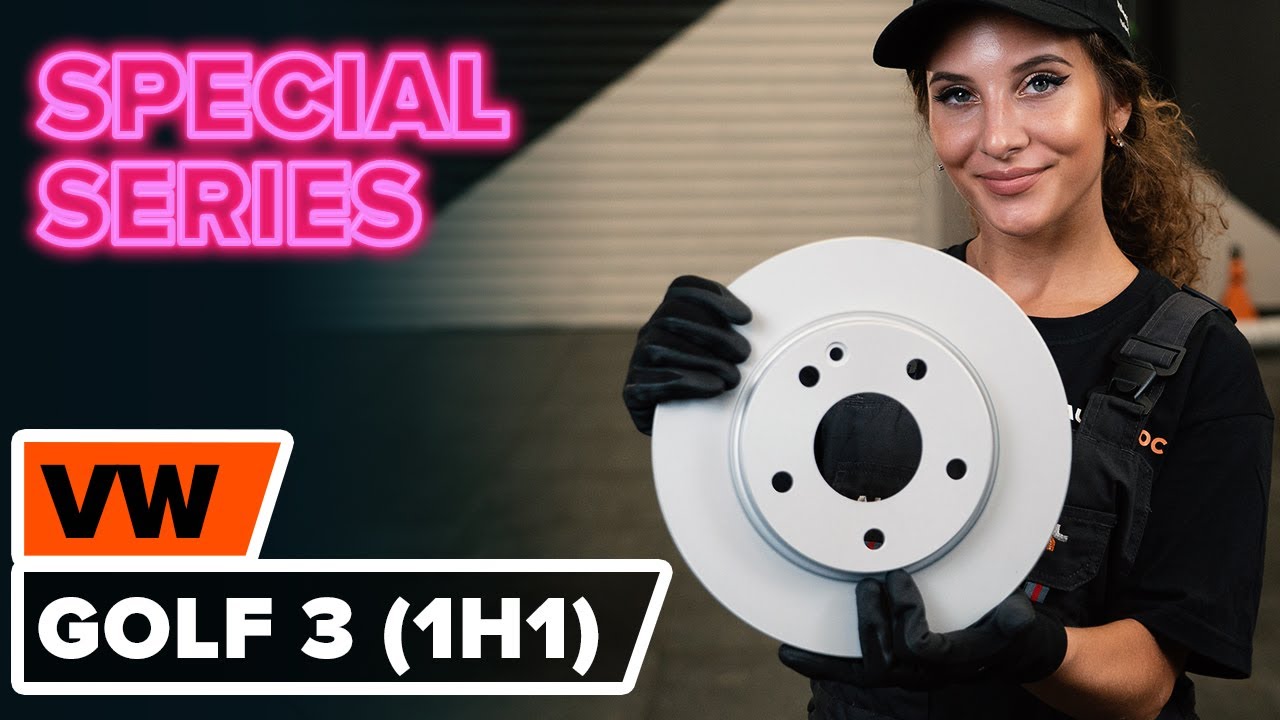 How to change front brake discs / brake rotors on VOLKSWAGEN GOLF 3 ...