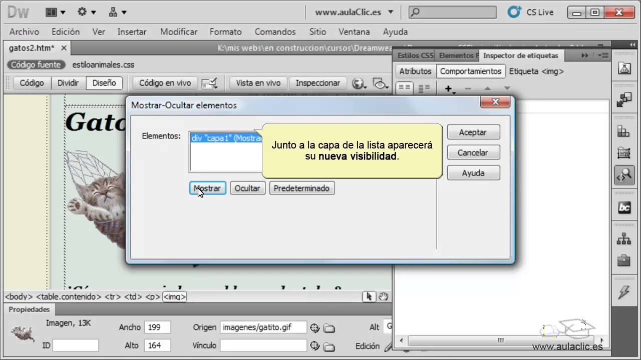 Curso De Dreamweaver Cs6 15 1 Insertar Comportamientos Youtube