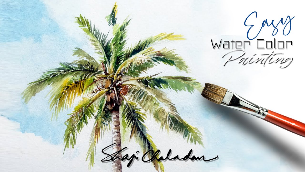 Palm Tree | Watercolor Painting | Primary colors only - YouTube