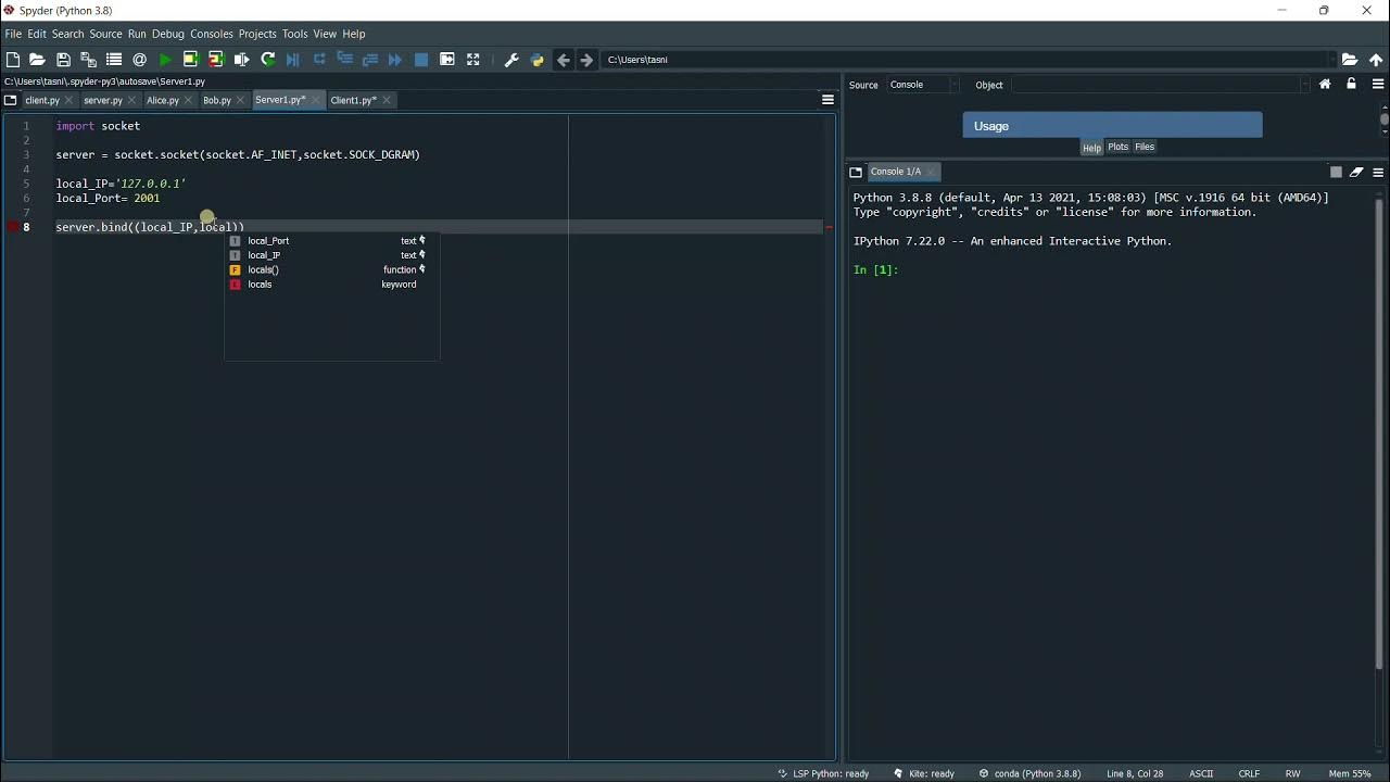 establish a UDP connection using socket with PYTHON بالعربي - YouTube