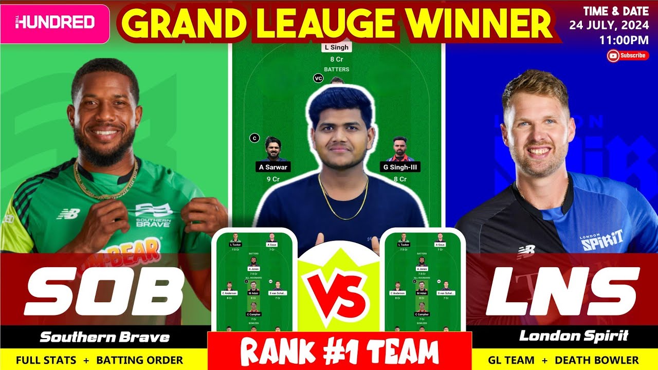 SOB vs LNS , SOB vs LNS Match 2ND T100 Prediction, SOB vs LNS Team ...