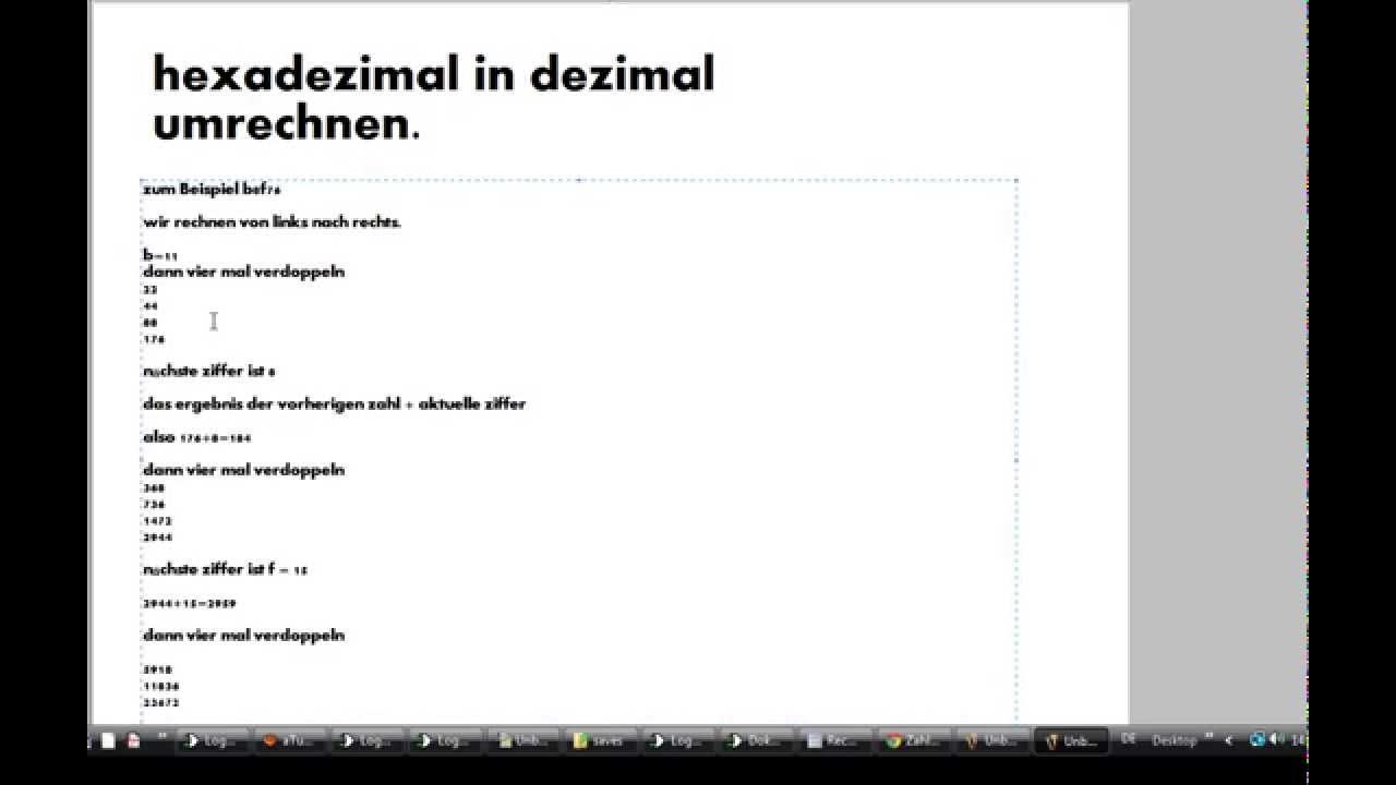 von hexadezimal in dezimal umrechnen - YouTube