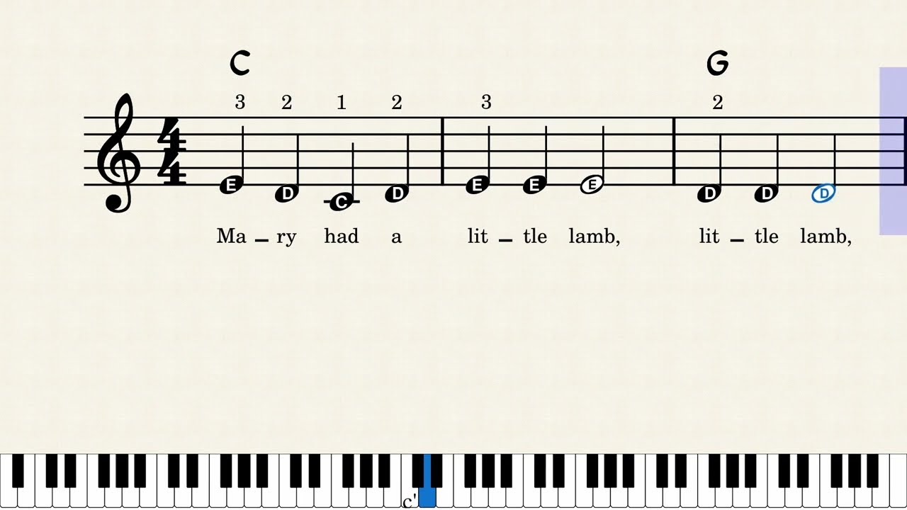 Mary Had a Little Lamb - Easy Keyboard Sheet Music with Letters - YouTube