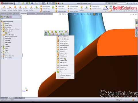 Delete Face and Delete Hole commands in SolidWorks - YouTube