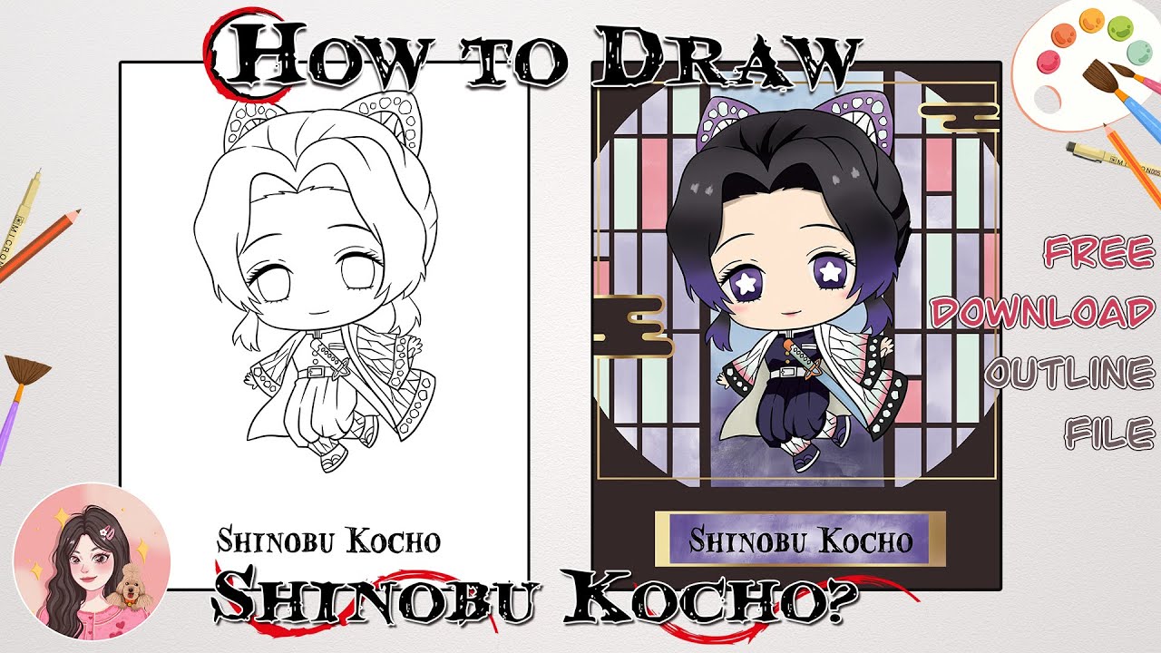 How to Draw Shinobu Kocho ? |Demon slayer| Shinobu Kocho Cute Version ...