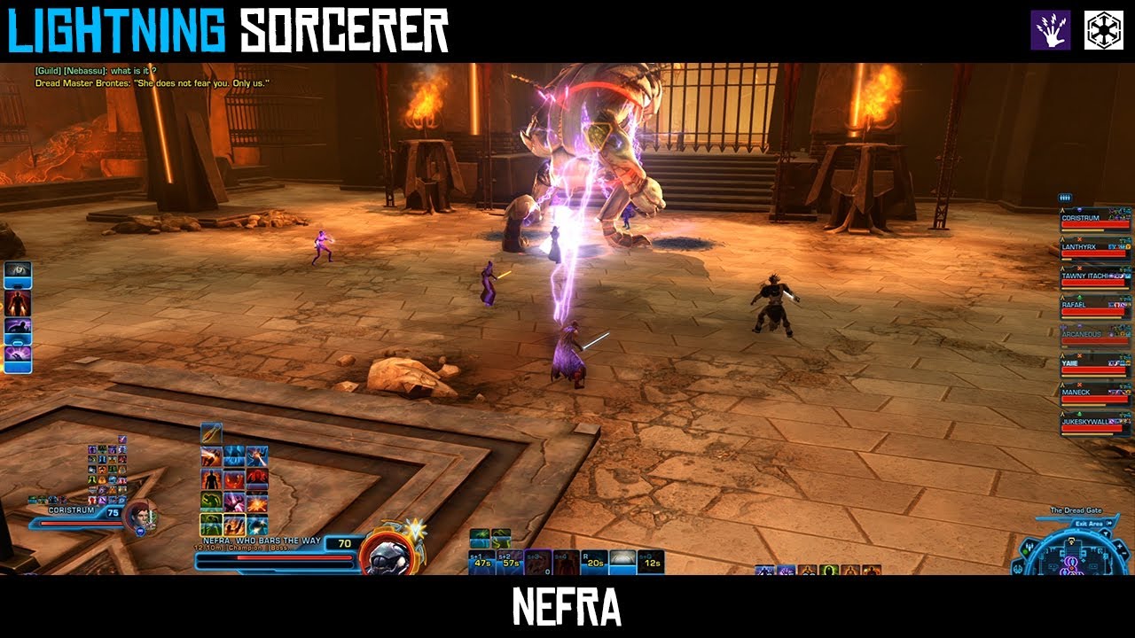 SWTOR Lightning Sorcerer Boss Fight | Dread Fortress - Nefra. Group ...