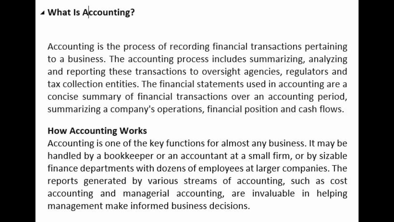 ACCOUNTING BASICS - WHAT IS ACCOUNTING - YouTube
