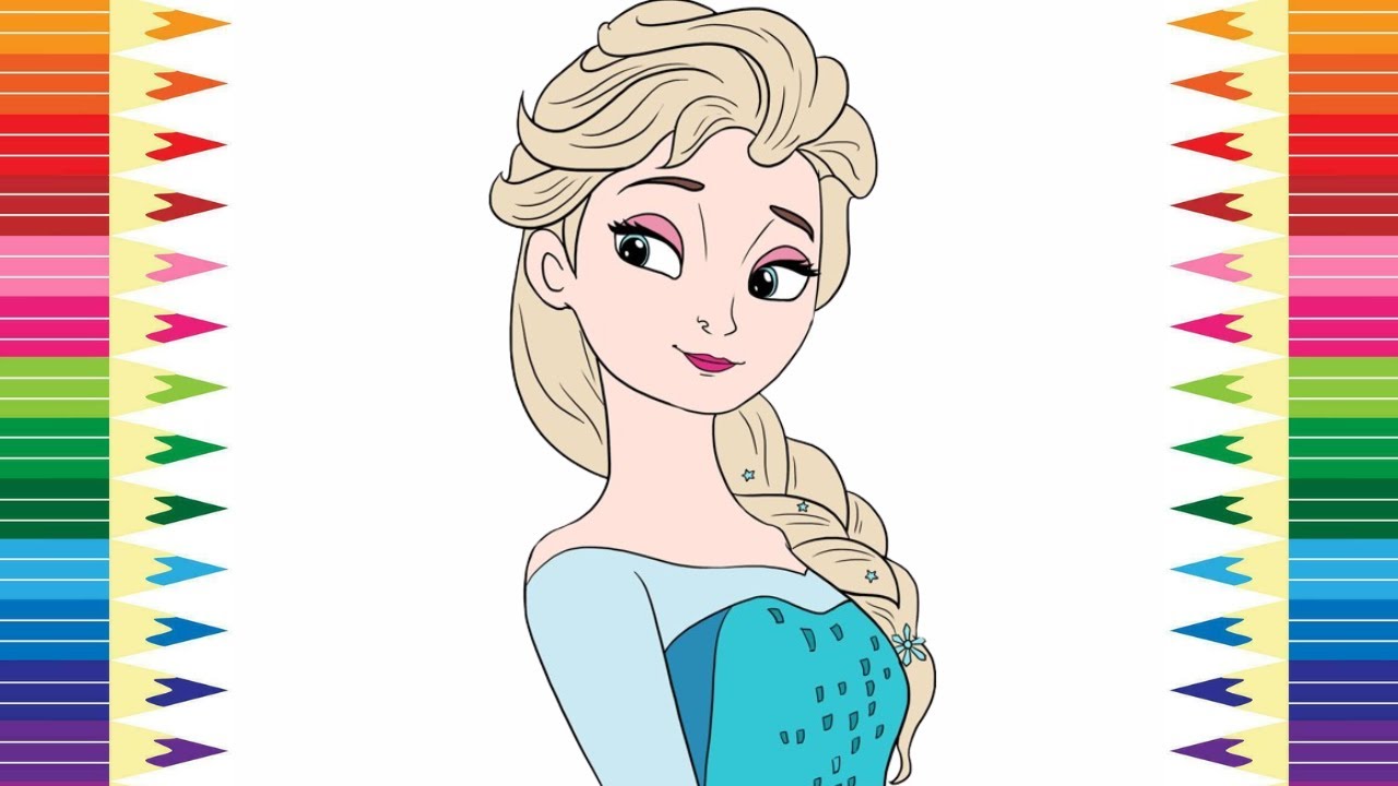 How to Draw Disney Princess Elsa for kid | How To Draw Elsa Step by ...