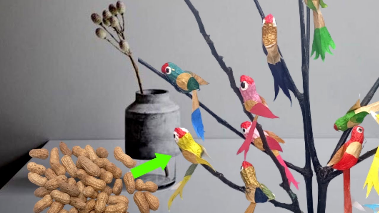 Peanut shell craft ideas | Diy best out of waste peanut shells craf ...