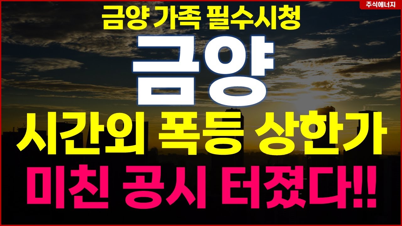 금양 시간외 폭등 상한가 미친 공시 Manda 터졌다 금양 가족 필수시청 리튬 하이드로리튬 이엔플러스 포스코케미칼 금양주가