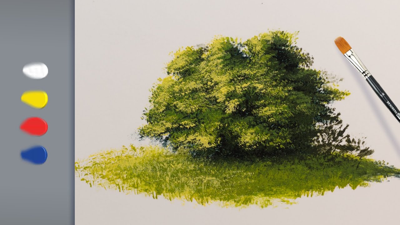 🎨 HOW TO PAINT BUSHES / Lessons for Beginners / Acrylic color palette ...