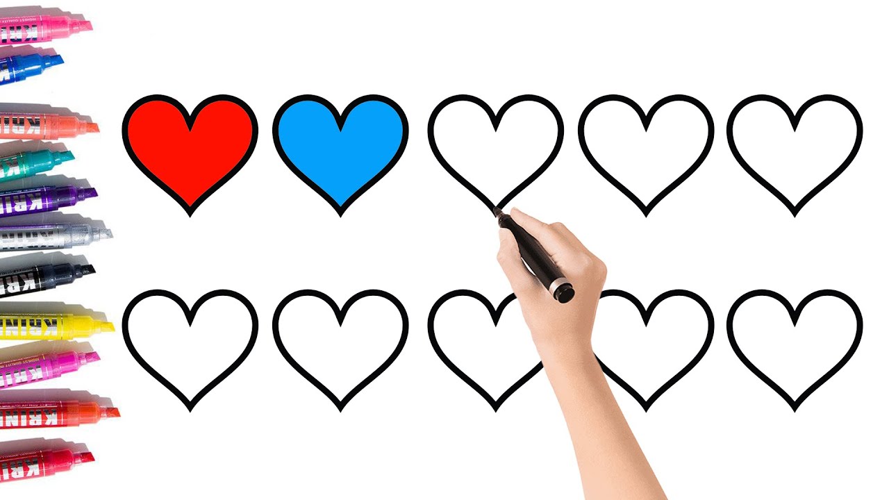 heart and Marker Pencil Coloring , colors name #coloring # ...