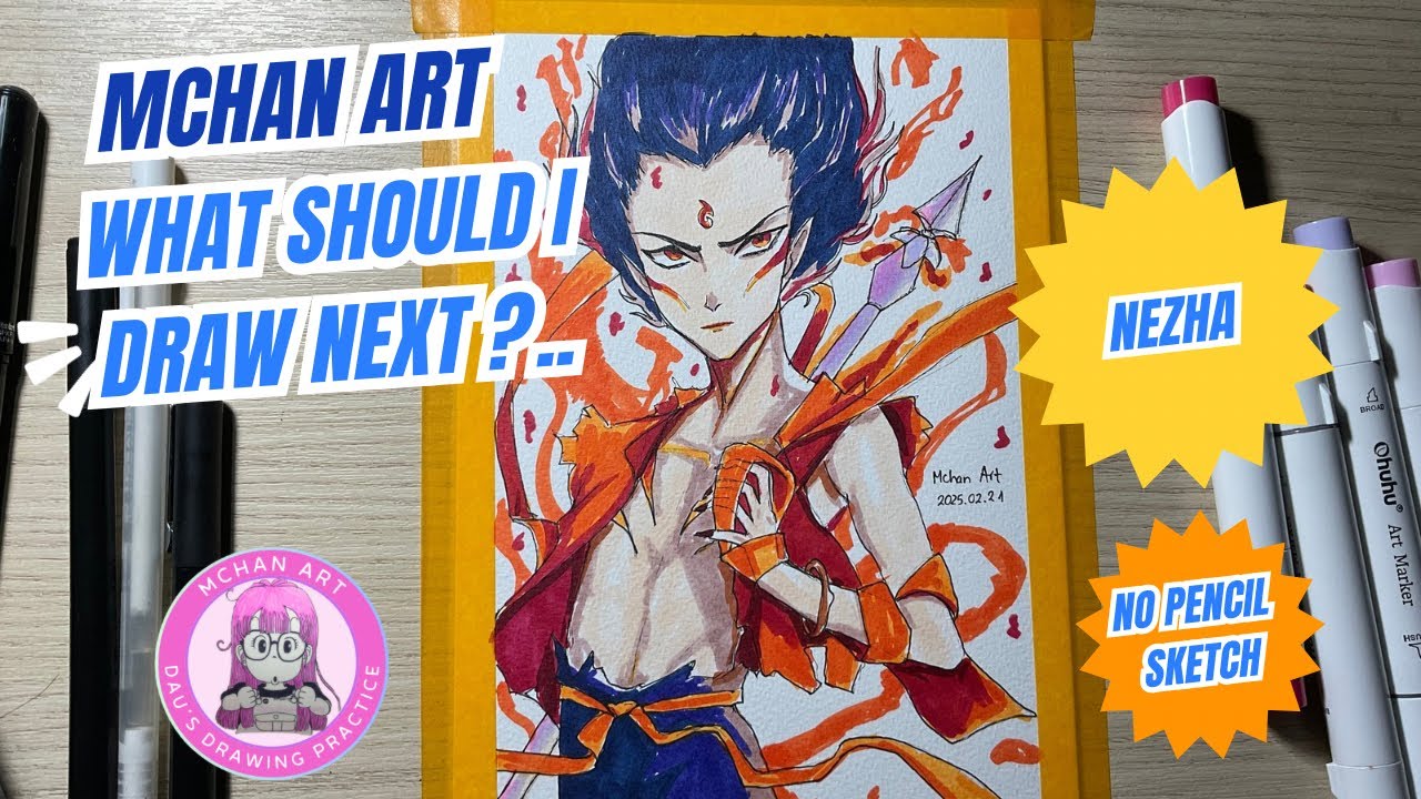 Easy drawing with Marker - Nezha - YouTube