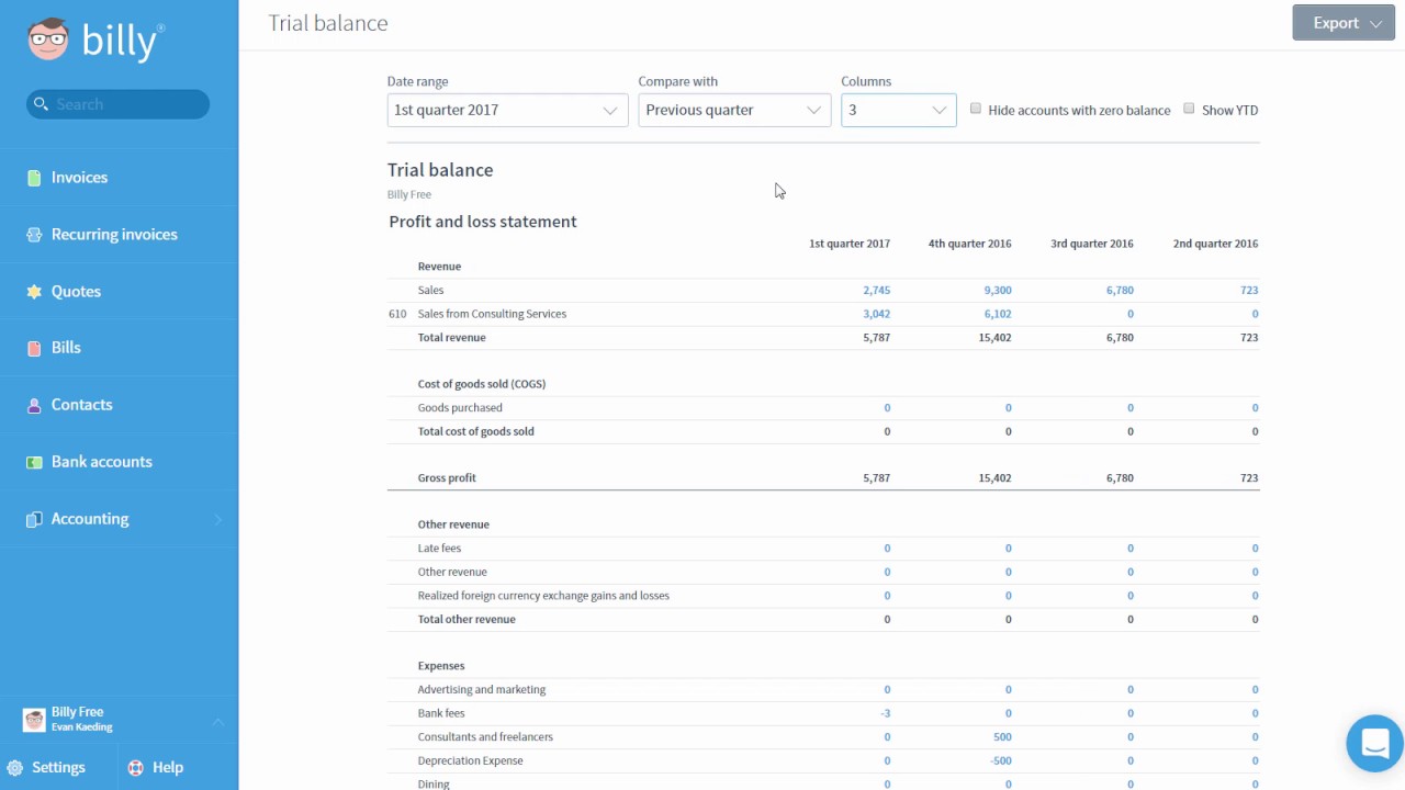 Create a Trial Balance | Billy Accounting Software - YouTube