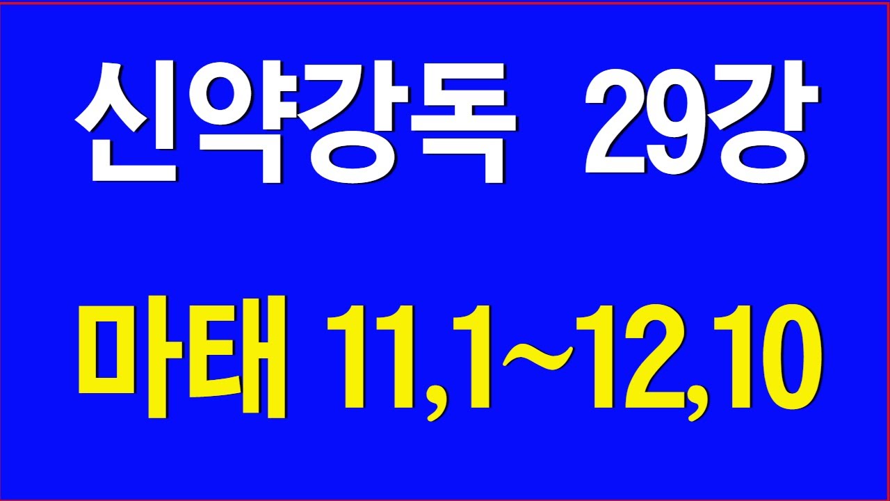 【신약강독 29강】 마 11,1~12,10 / 2016.6.14 - YouTube