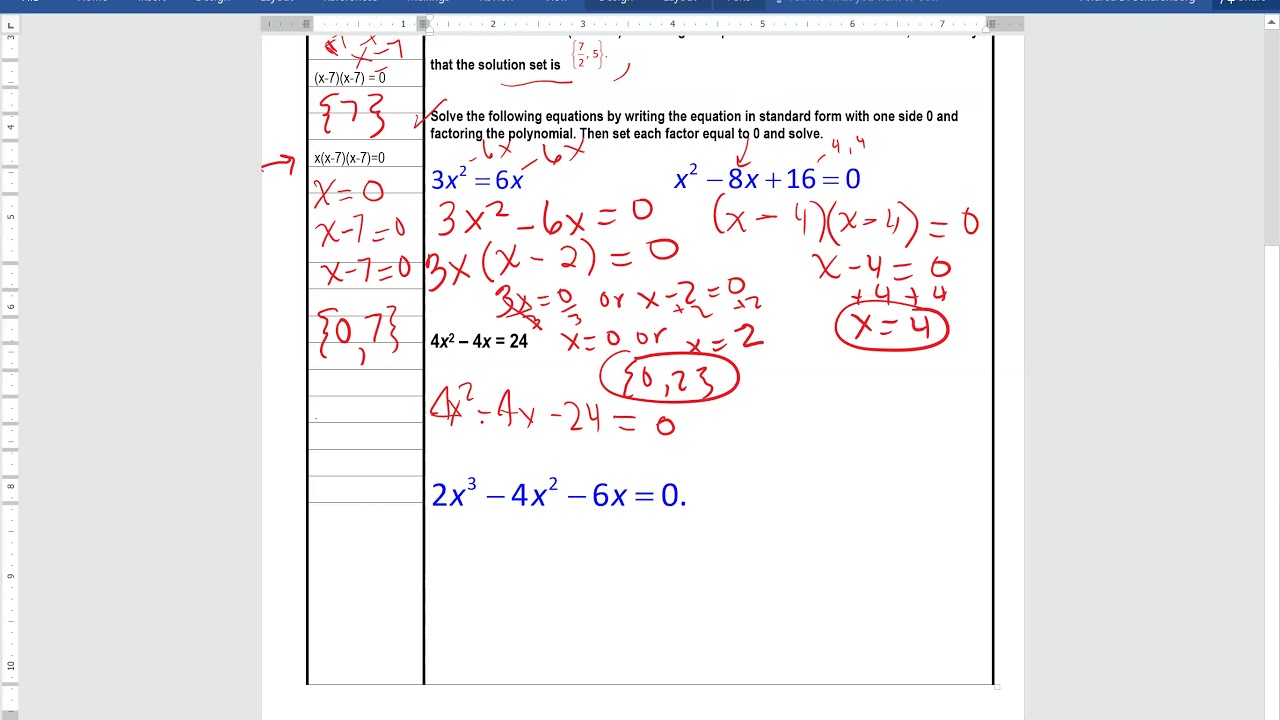 11.6 Solving Quadratic Equations by Factoring - YouTube