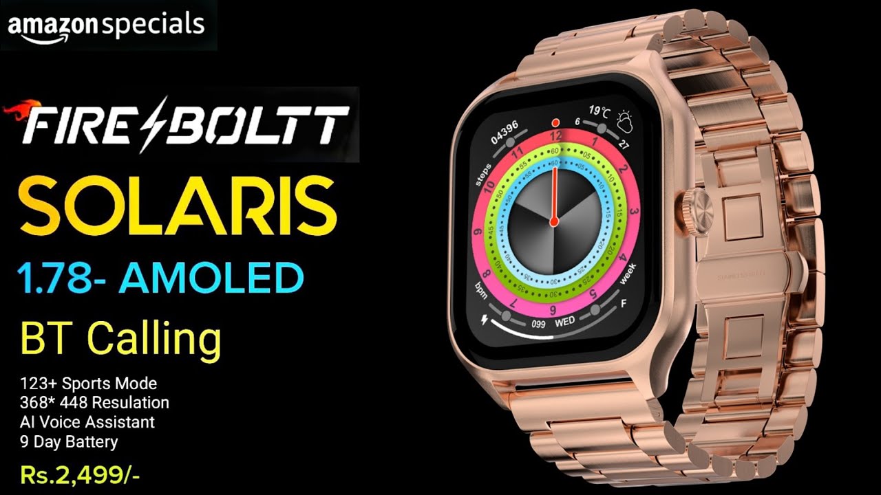 Fire Boltt Solaris Smartwatch | 1.78" Amoled Display | BT Calling | 100 ...