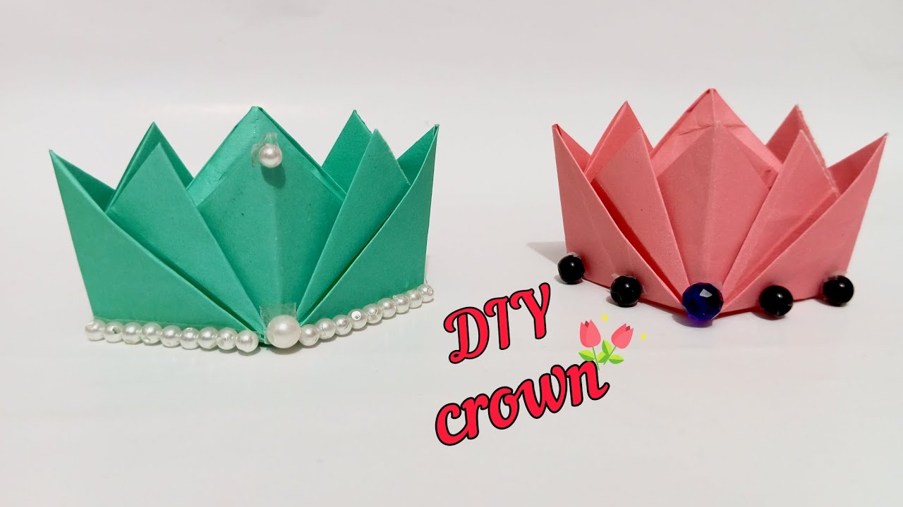 How to make paper origami crown.Hand made easy paper crown. - YouTube
