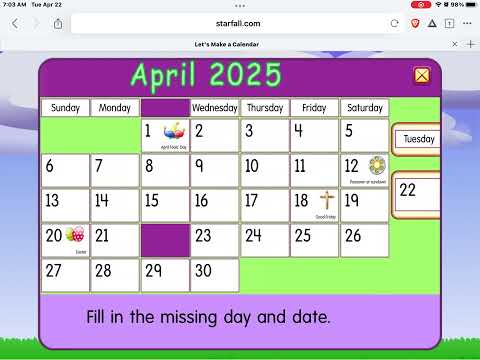 Starfall Daily Calendar - April 22, 2025 (Earth Day) - YouTube