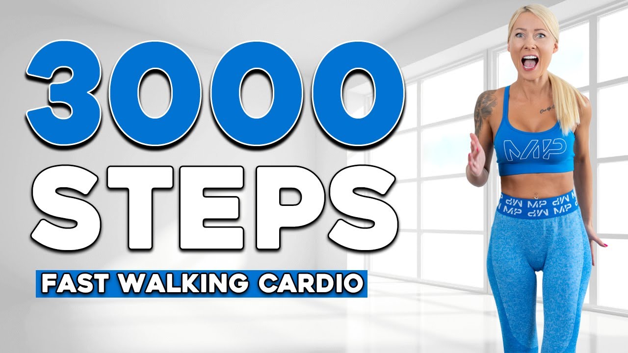 3000 Steps Walking Workout Cardio For Weight Loss Knee friendly No Jumping - YouTube