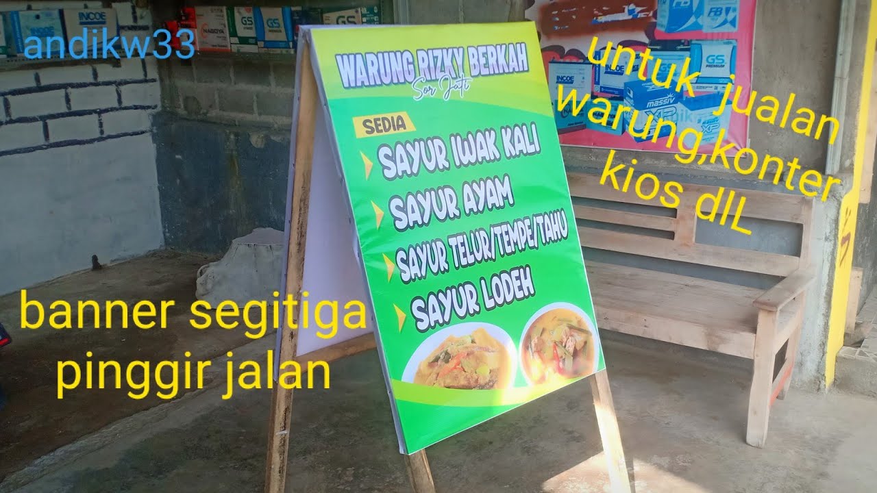 membuat papan banner kayu segitiga. di pinggir jalan. untuk jualan kios ...