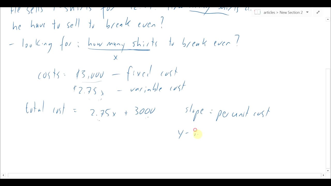 Word Problems III Break Even YouTube Word Problems III Break Even YouTube