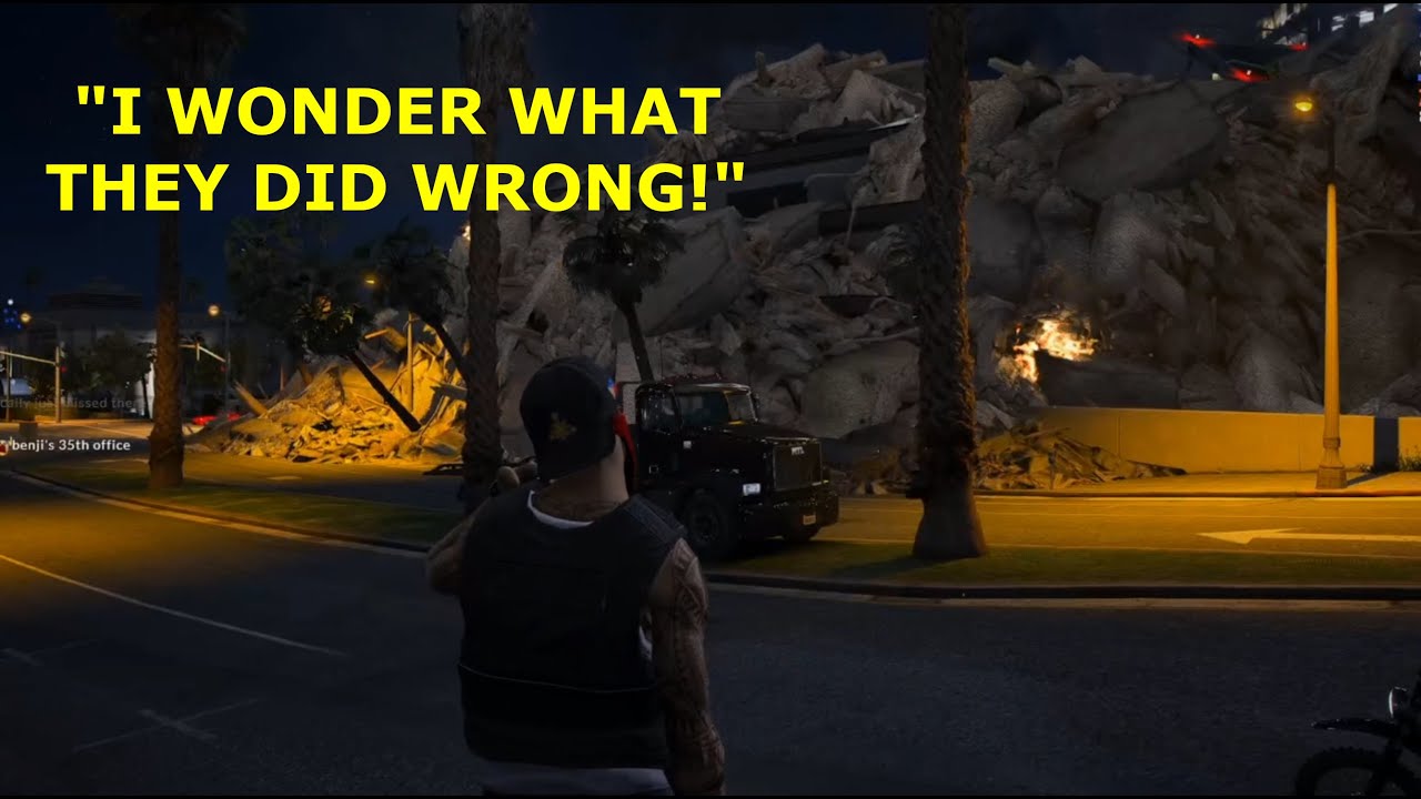 Benji reacts to the destroyed building behind Hayes - YouTube