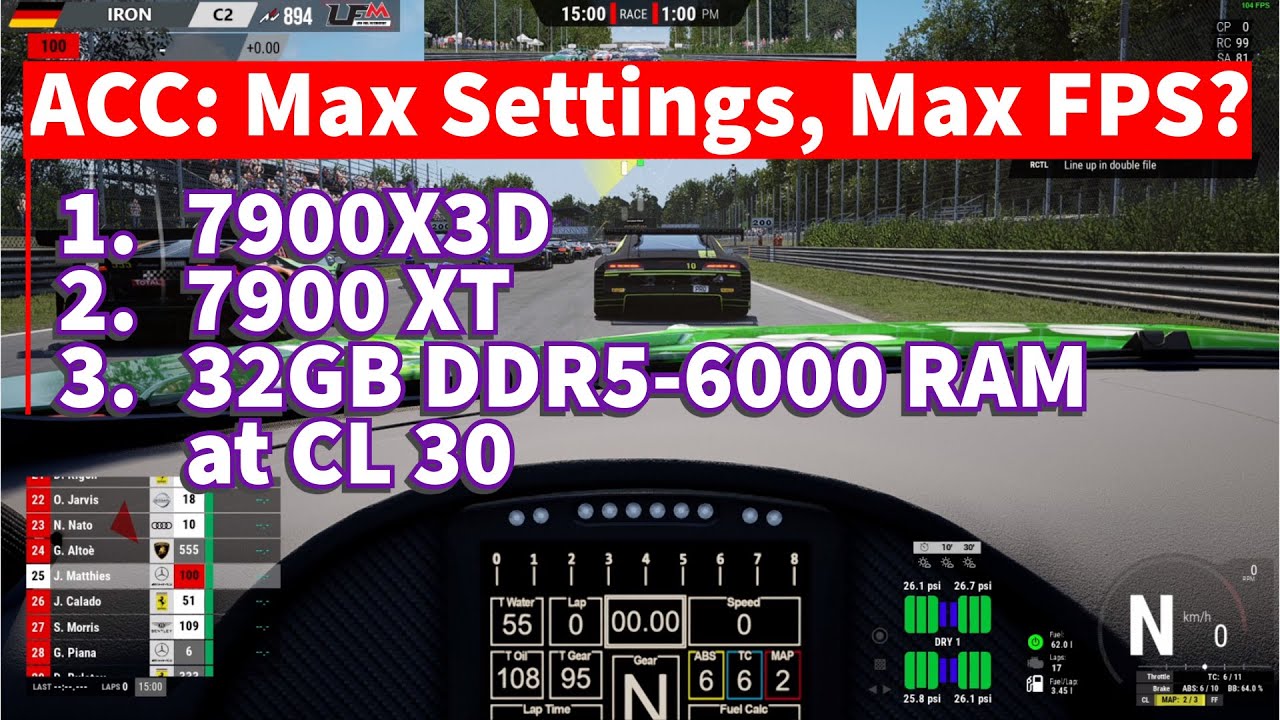 ACC: Max Settings, Max FPS? 1920x1080 Full HD Test / 7900X3D / 7900 XT ...