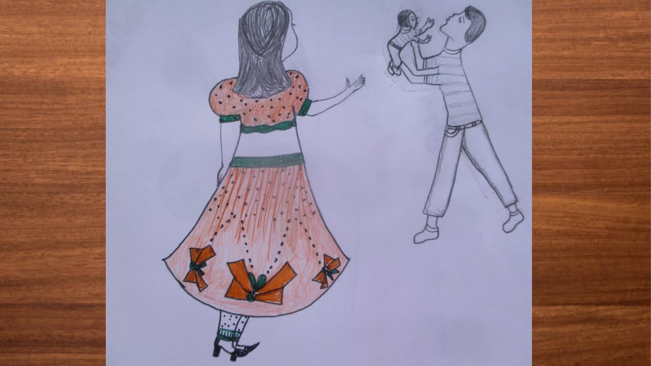 how to draw mcm and dad with children,beautifull drawing - YouTube