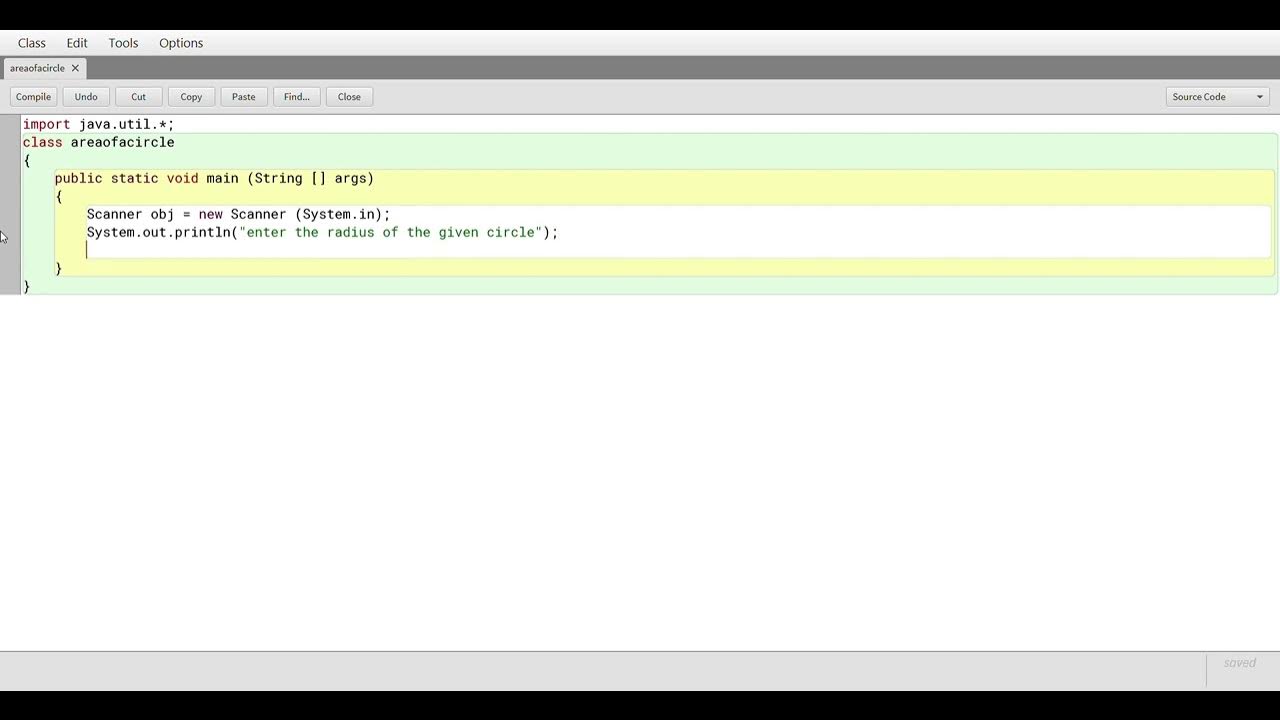 HERE'S A SIMPLE JAVA PROGRAMME USING SCANNER CLASS. TO FIND THE AREA OF ...