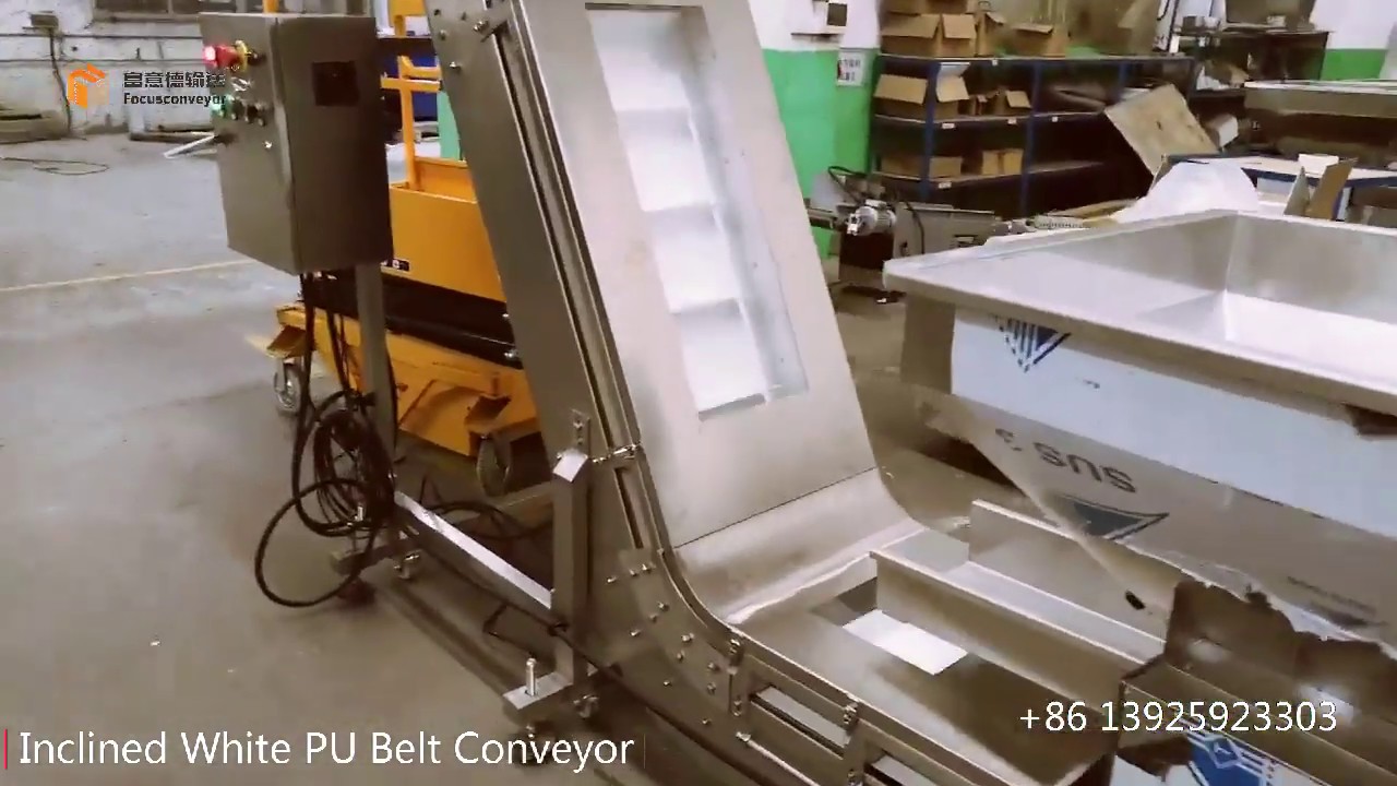 Inclined PU Belt Conveyor with Cover - YouTube