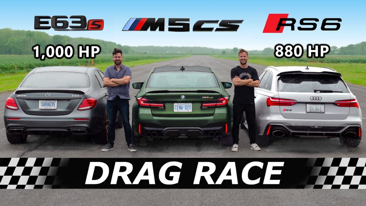 2022 BMW M5 CS vs 1000hp AMG E63S vs 880hp Audi RS6 // DRAG & ROLL RACE ...