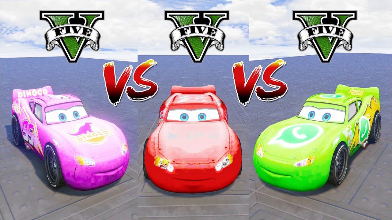 Lightning McQueen Pro Red Vs Pink McQueen Dinoco Vs WhatsApp McQueen In ...