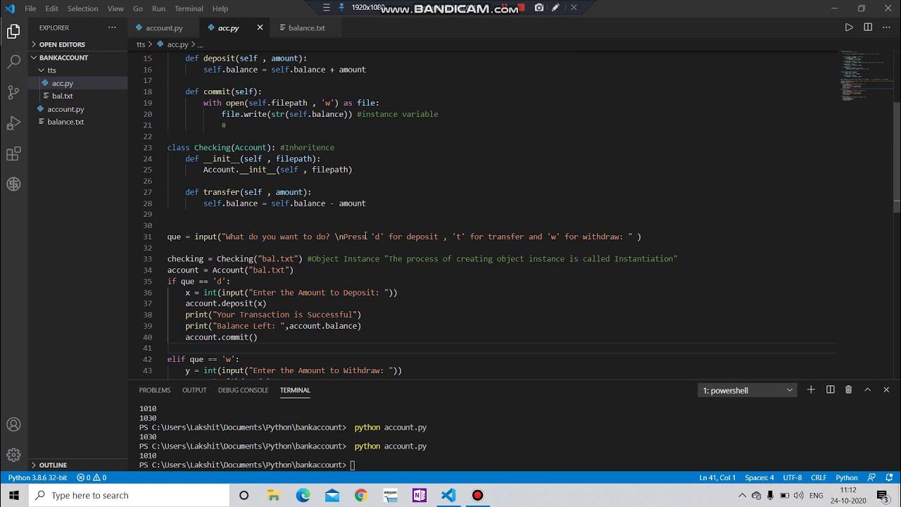 Banking system using python Part 2 | Python to AI ML and Data Science| Code with Lakshit#87 ...