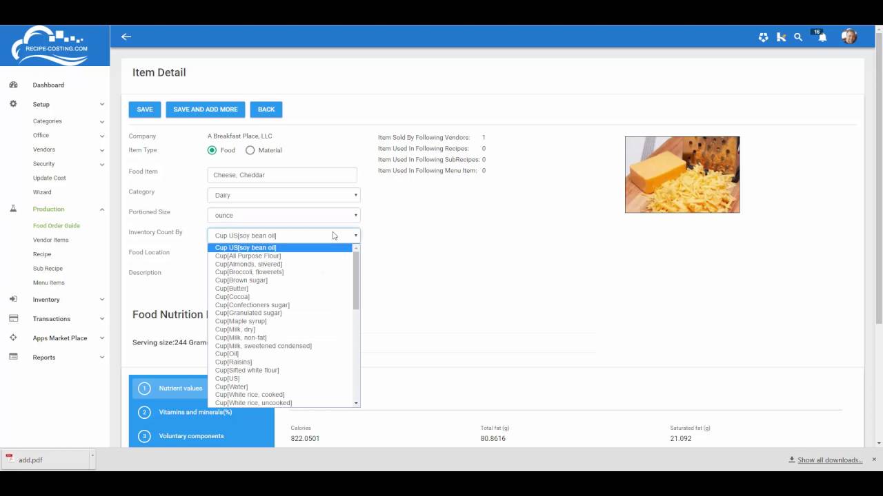 Recipe Costing Software Food Order Guide Entry - YouTube