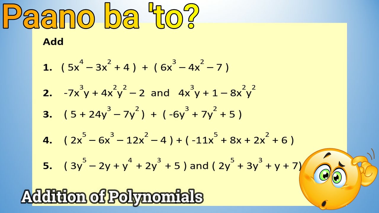 (TAGALOG) Addition of Polynomials - YouTube