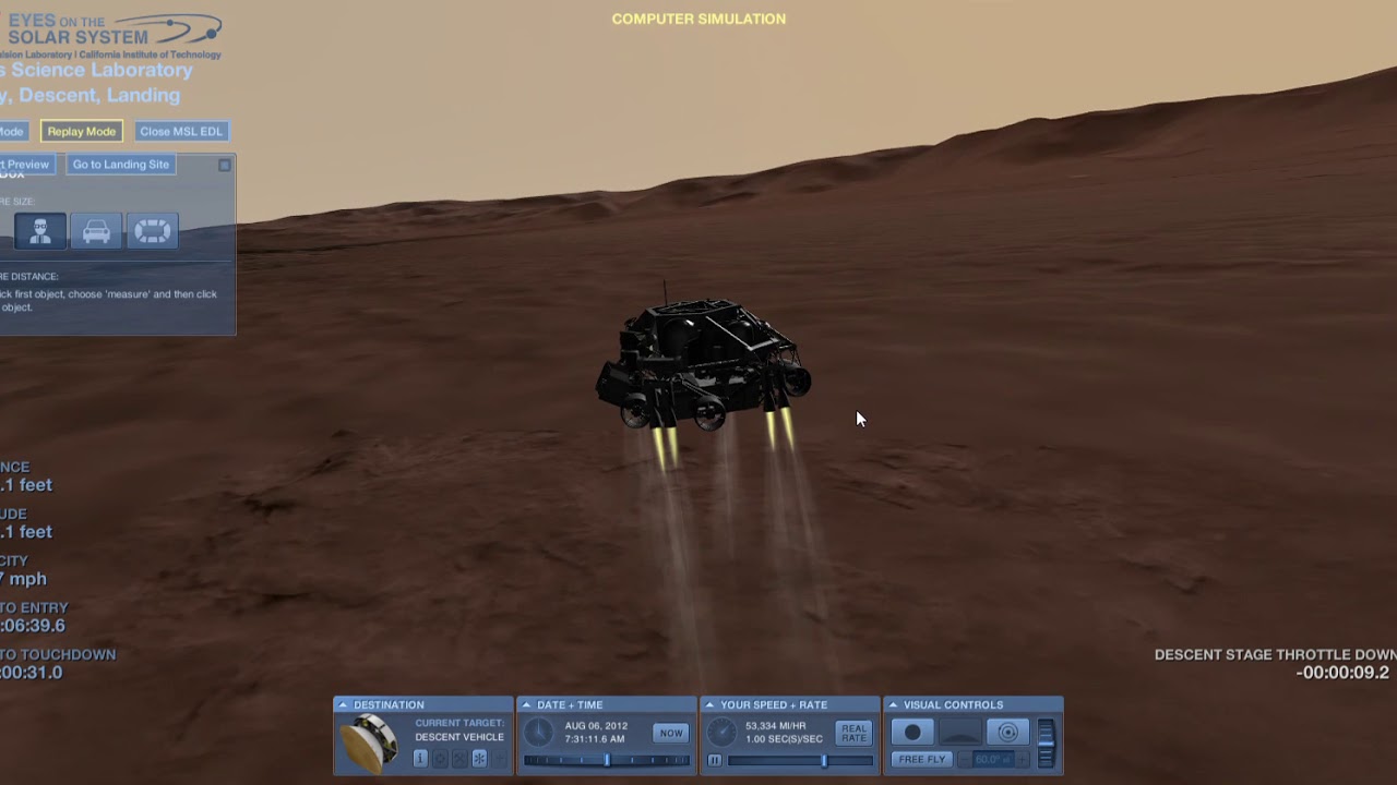 (MSL) Curiosity Landing Animation | NASA's Eyes - YouTube