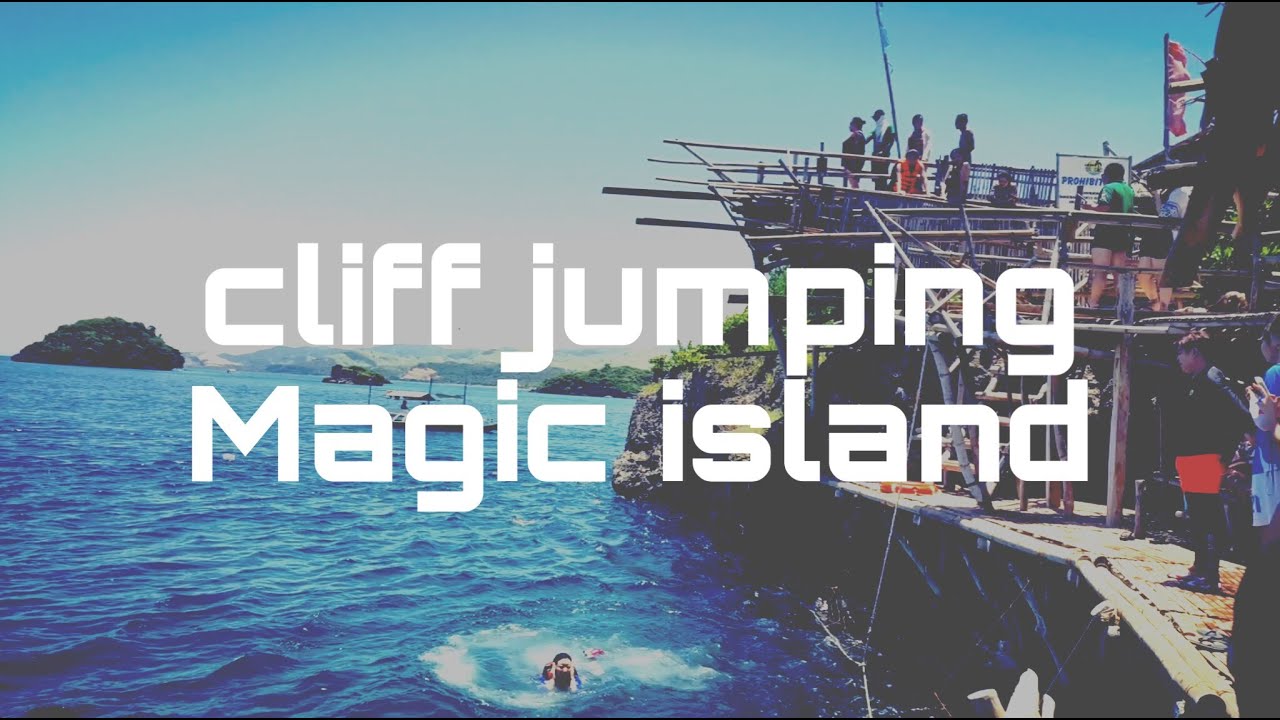 Thrill seeking action at Magic Island Boracay cliff jumping from a ...