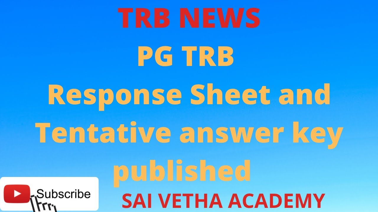 PG TRB RESPONSE SHEET AND TENTATIVE ANSWER KEY PUBLISHED - YouTube