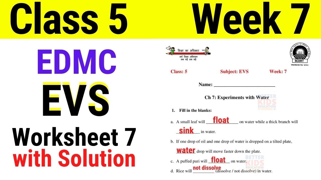 EDMC Class 5 EVS Week 7 Worksheet 7 / class 5th EVS worksheet 7 with ...