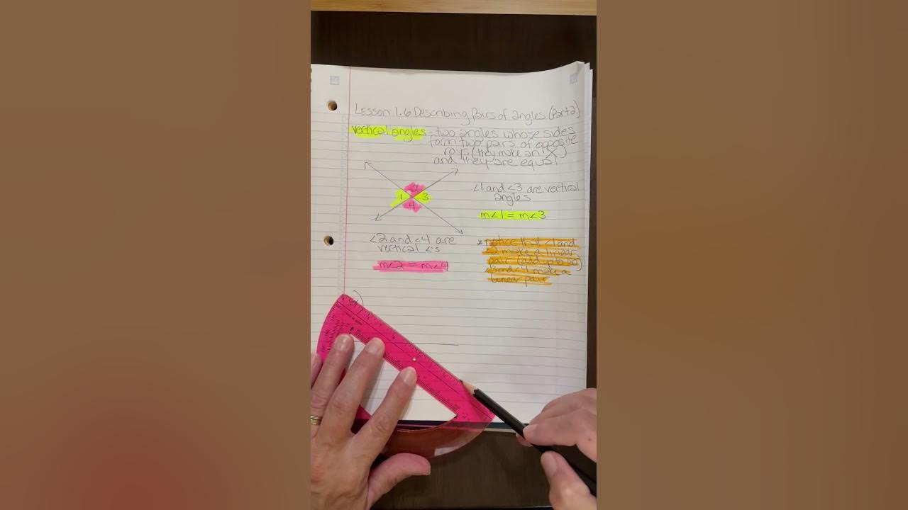 Geometry Lesson 1.6 Describing Pairs of Angles (part 2) - YouTube