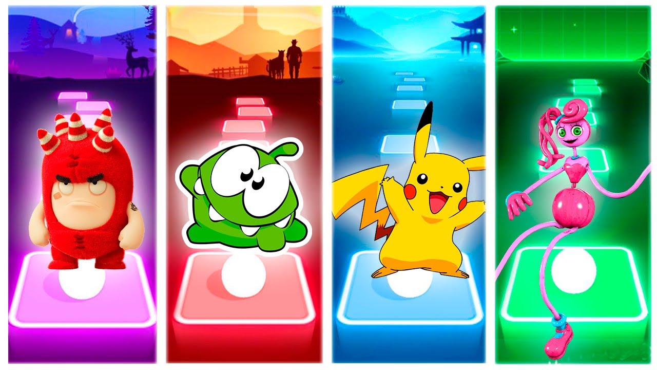 Odd Bods VS Om Nom VS Pickachu VS Mommy Long Legs 1/ Tiles Hop EDM Rush ...