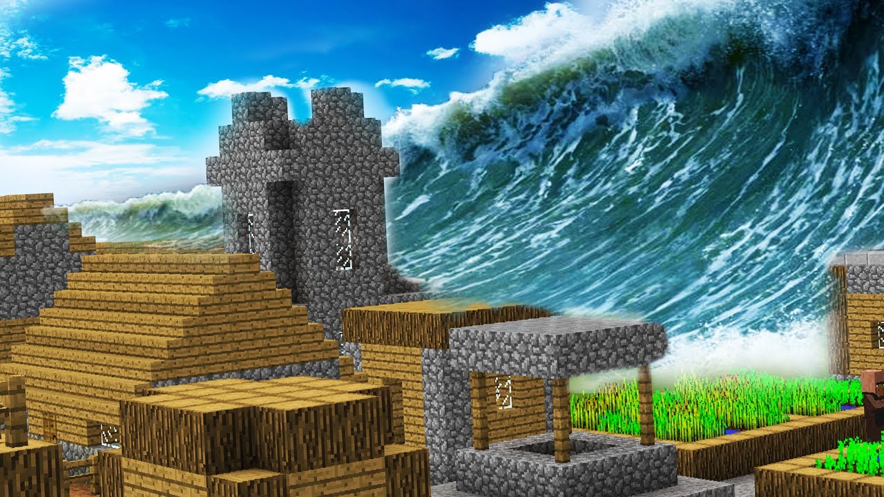 TSUNAMI DESTRUIU A VILA NO MINECRAFT! - YouTube