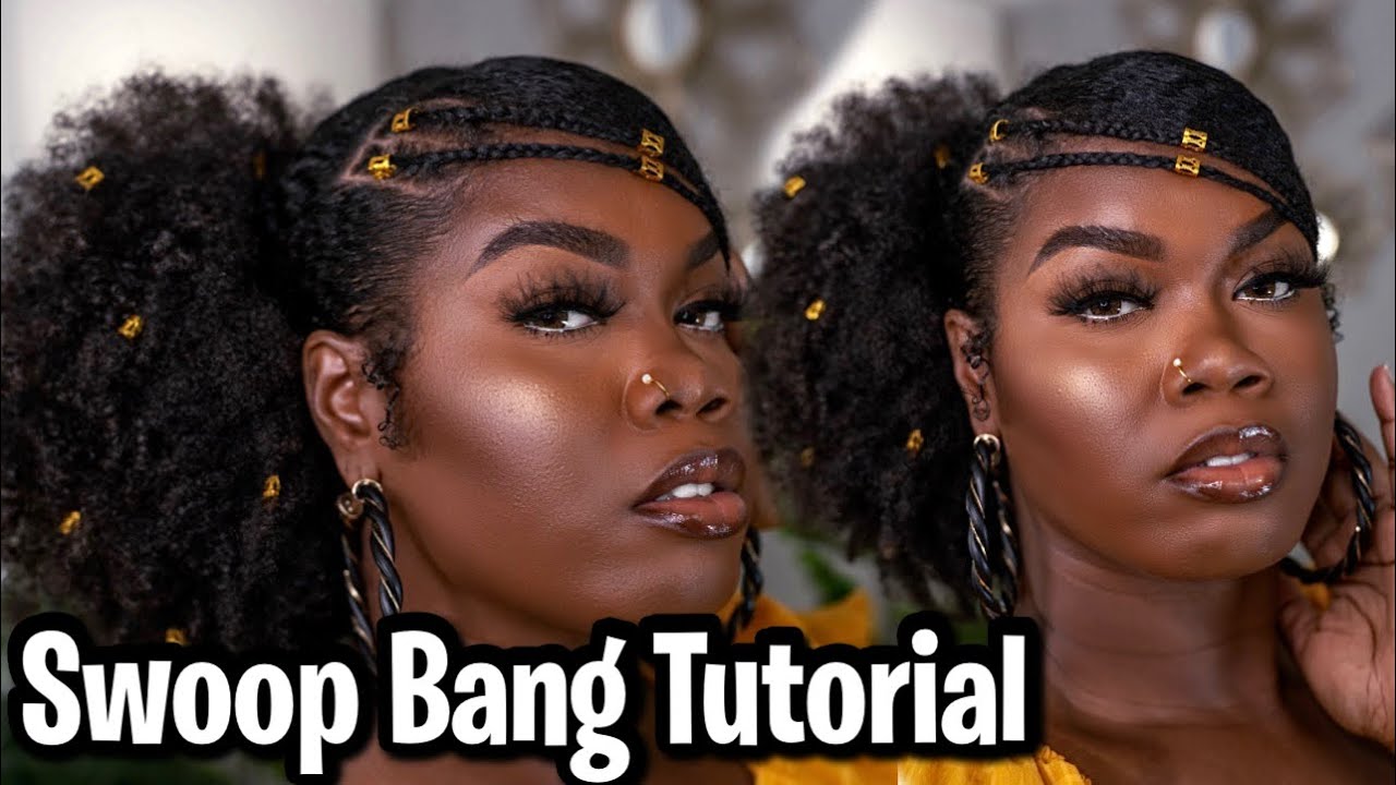 Easy Low Ponytail With Swoop Bang Tutorial | Type 4 Hair - YouTube